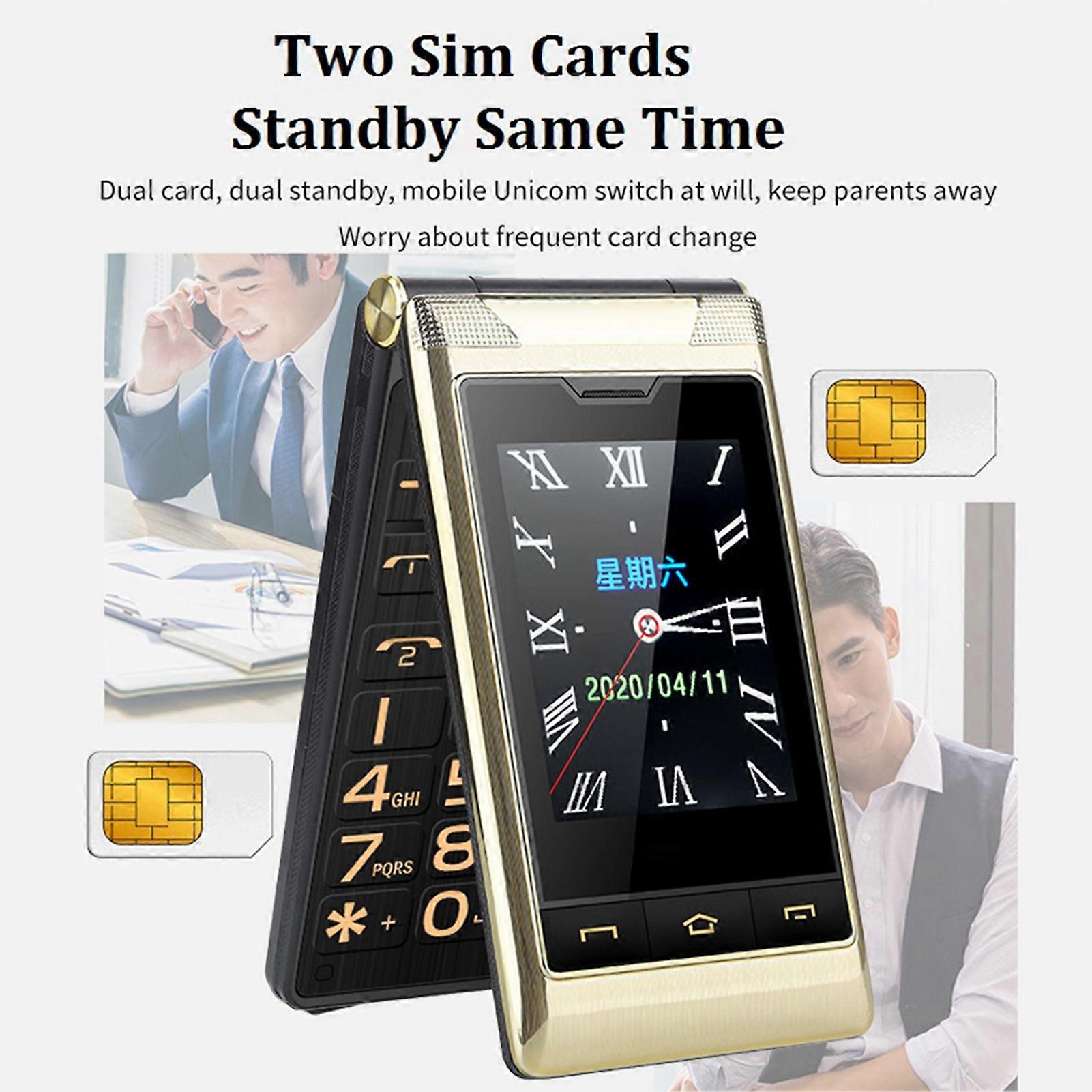 G10 C Flip Phone Gold Dual Screen Big Button Large Volume with ...