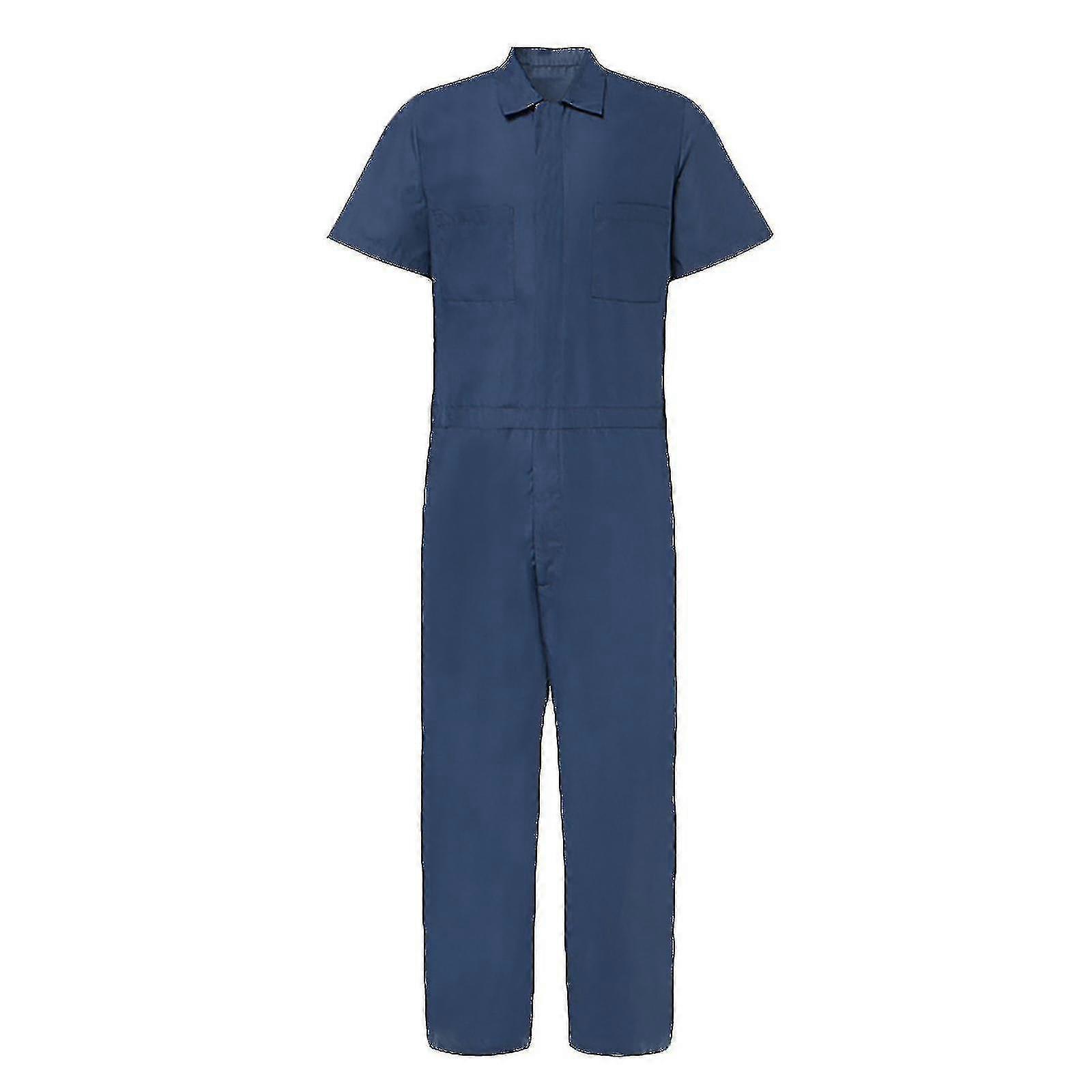 Men's Zipper Overalls With Lapel Solid Color Jumpsuit | Fruugo UK