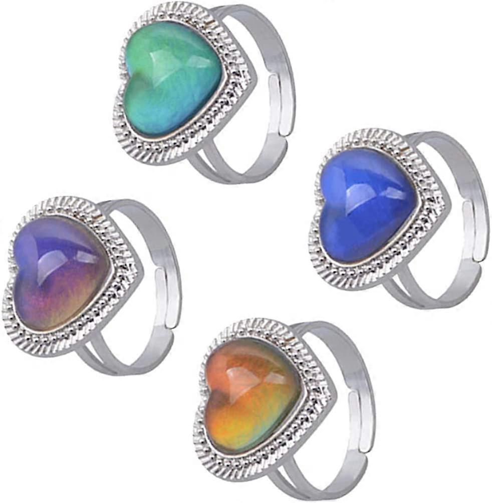 4PCS mood rings for ring girls kids boys bulk women- Heart Shape ...
