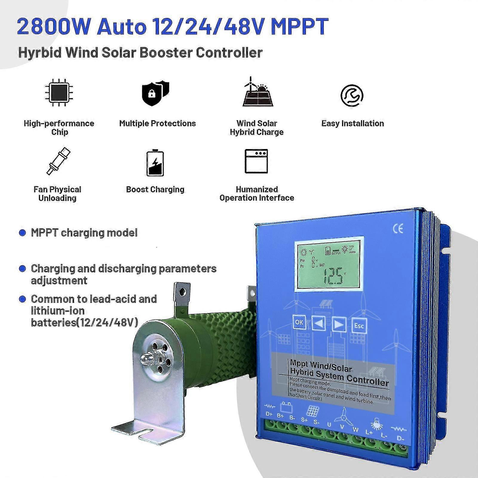 2800w Mppt Hybrid Solar Wind Charge Controller Wind Turbine Generator ...