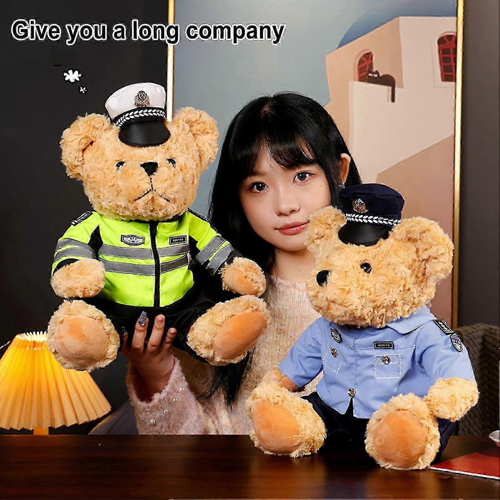 Police Teddy Bear Plush Bear Toy Stuffed Animal Furry Traffic Officer ...