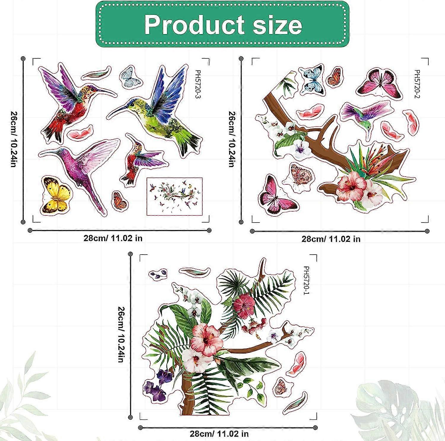 Hummingbirds Wall Decals Peel and Stick Birds Vinyl Wall Stickers ...