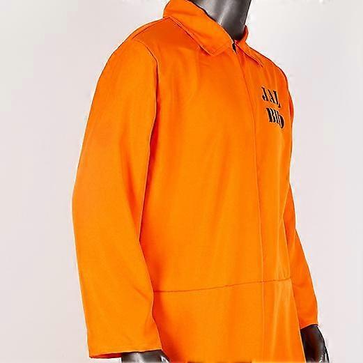 Men's Orange Prison Jumpsuit Fancy Dress Costume Prisoner Jail Jumpsuit ...