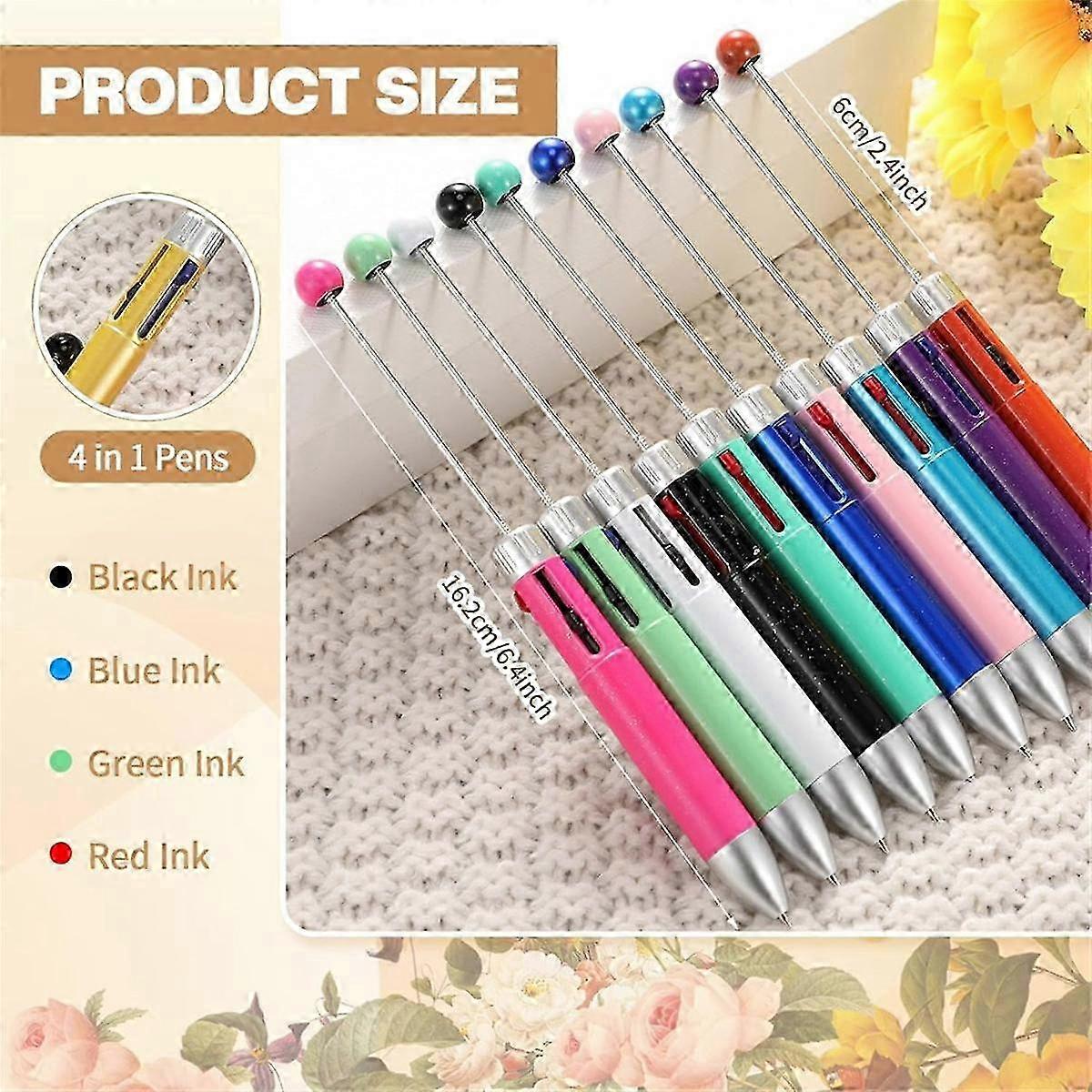 50Pc Plastic Beaded Pens Bulk Multicolor Cute 1.0mm Beaded Pens 4-in-1 ...