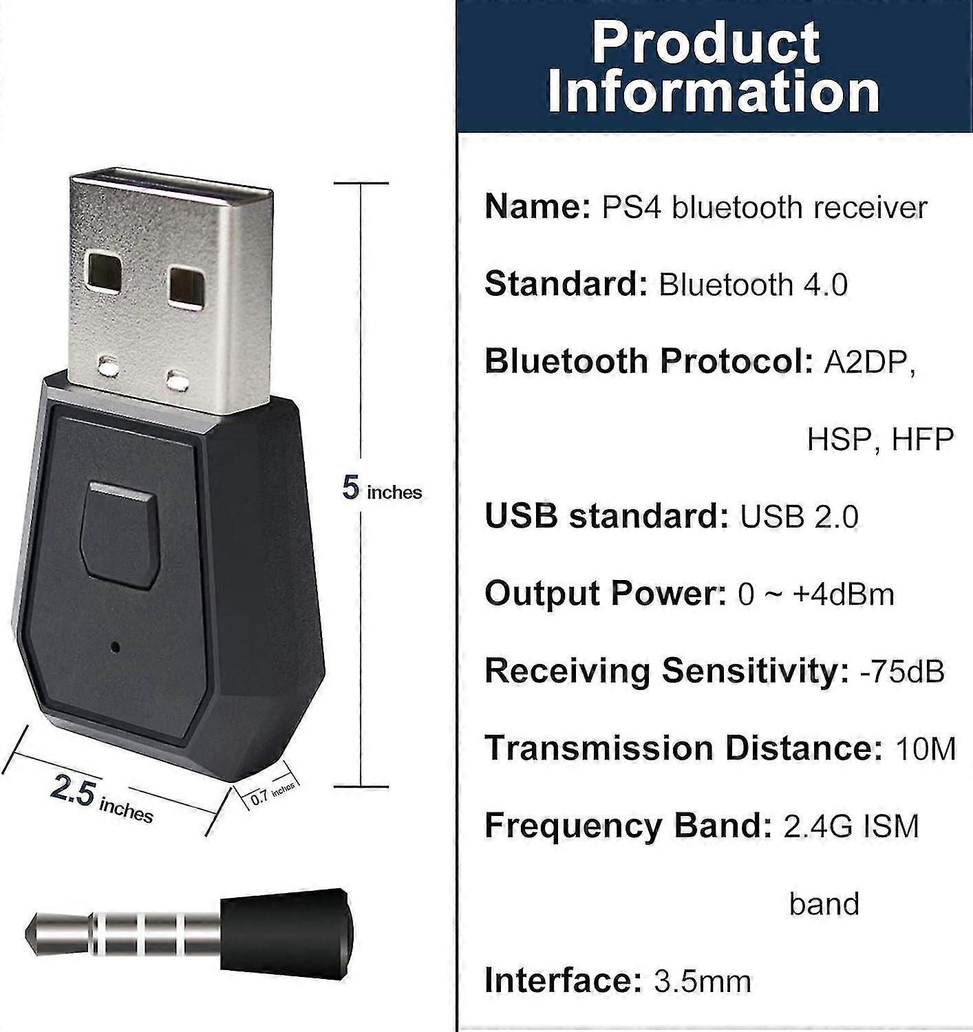 PS4 Bluetooth Adapter Wireless, PS4 PS5 Dongle Mini USB 4.0 Headset ...