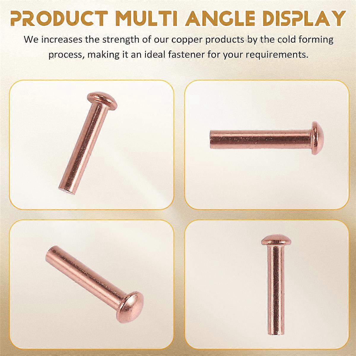 100 Pcs 5/64inch x 25/64inch Round Copper Solid Rivets Fasteners ...