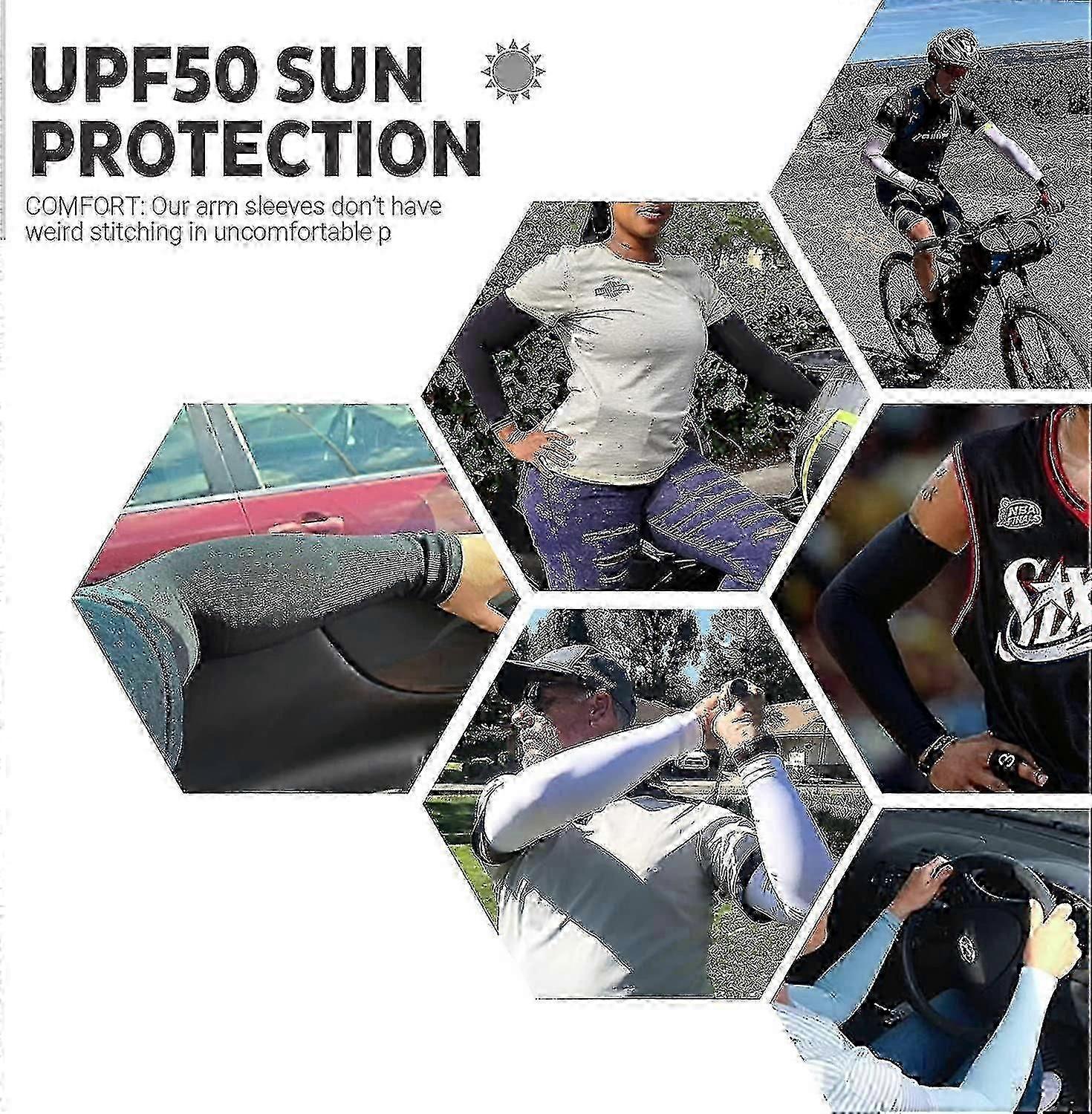 Upf50+sun Uv Protection Cooling Sleeves, 5 Pairs Compression Sleeve For ...