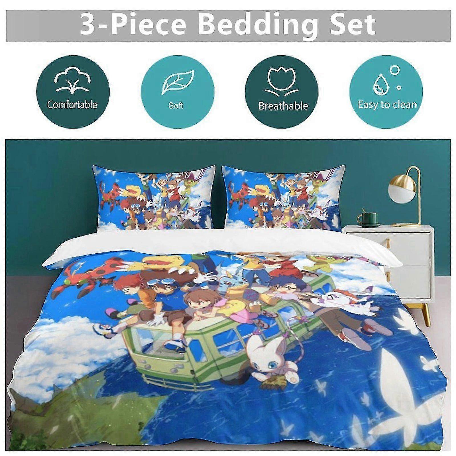 3-Piece Cartoon Bedding Set for Kids and Adults - Includes Quilt Cover ...