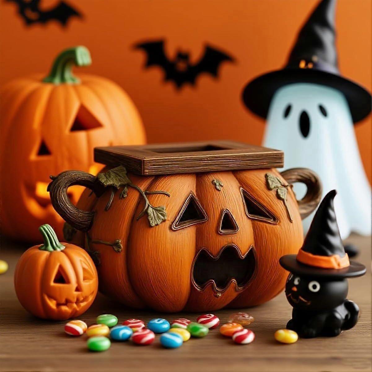 Halloween Pumpkin Tissue Box Holder, Spooky Tissue Box Cover Decor with ...