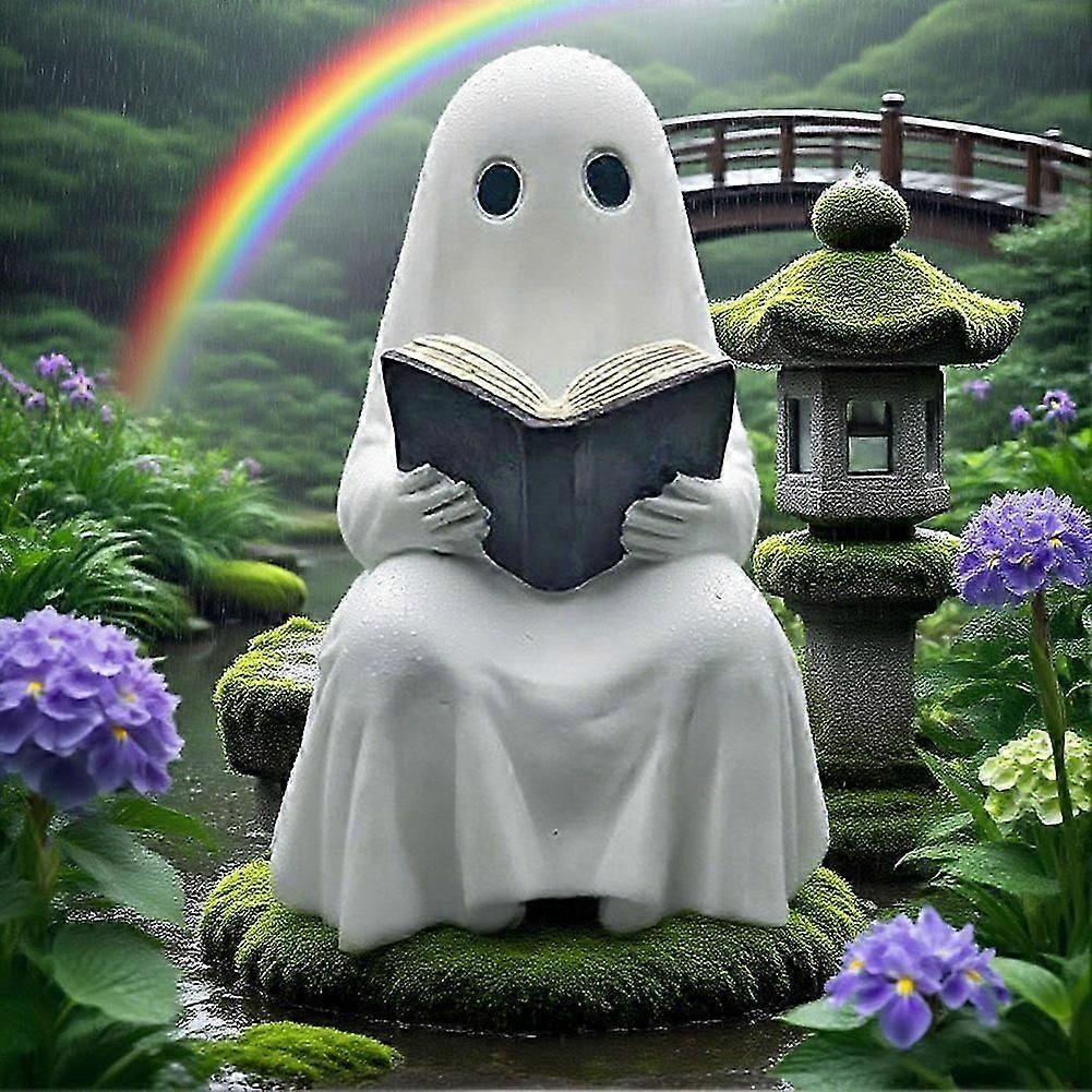 Halloween Ghosts Reading Book Statue Hand-Crafted Resin Decor, Perfect ...