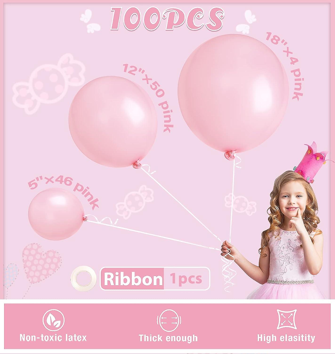 Pink Balloon Arch Kit - 100pcs 18"+12"+5" Pastel Light Pink Balloons ...