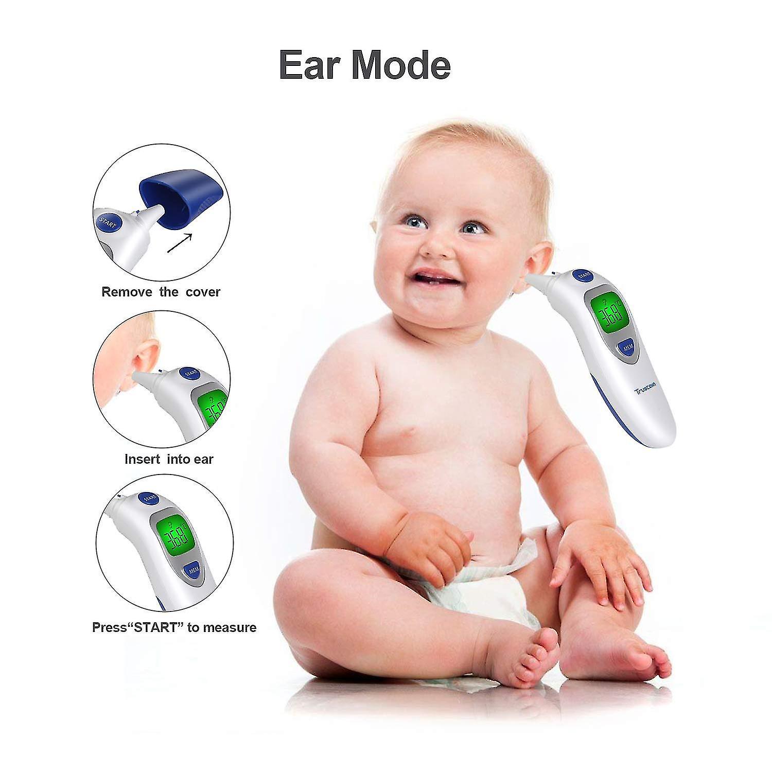 Digital Forehead And Ear Thermometer, 4 In 1 Multifunction Infrared ...