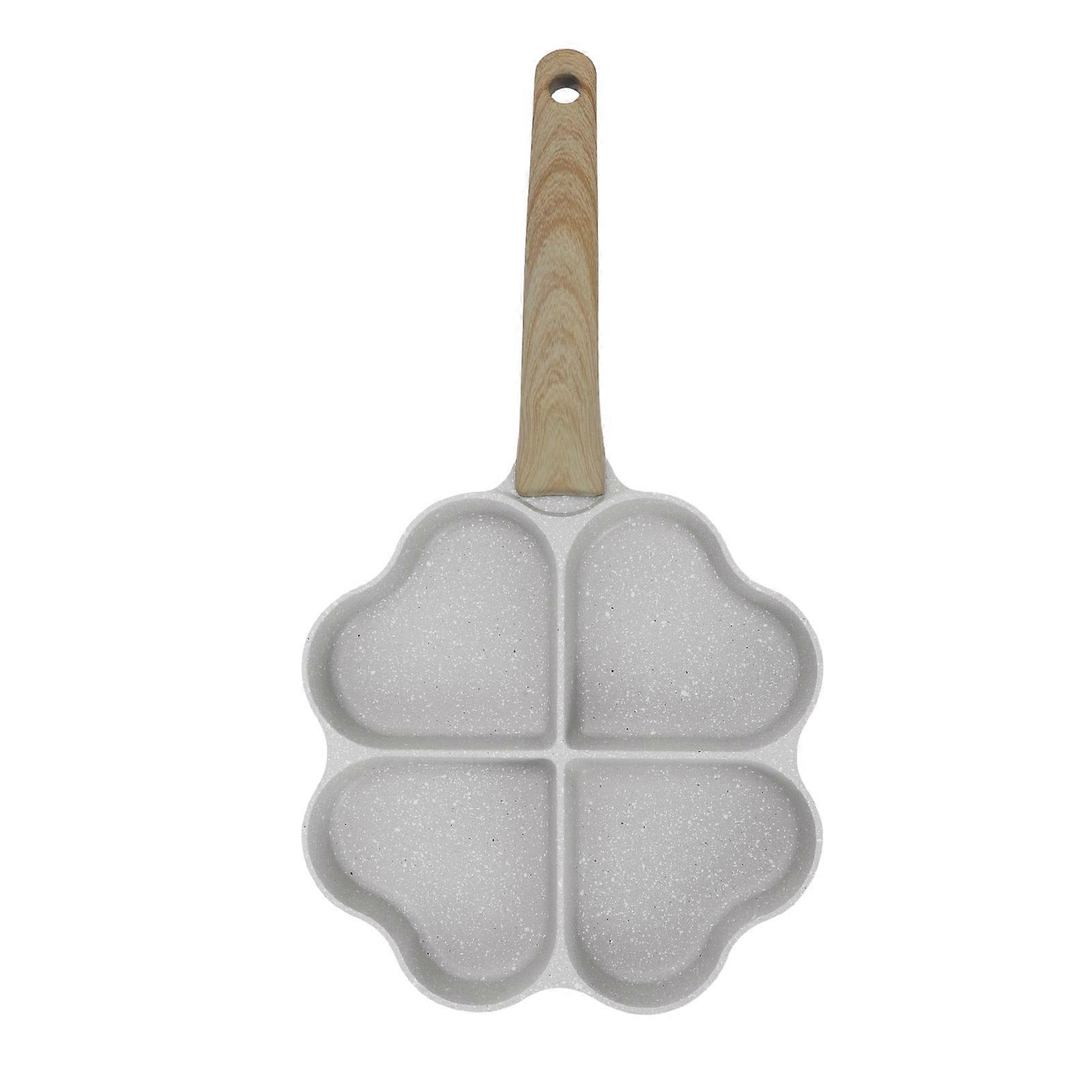 Nonstick Heart Shaped Egg Frying Pan with Handle for Kitchen Uniform Heating 4 Cup Pancake Pan ...