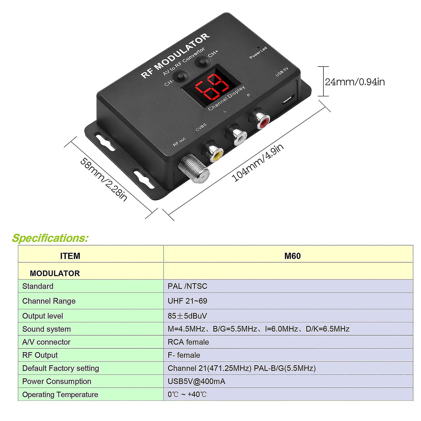 M60 Rf Modulator Av To Rf Converter | Fruugo UK