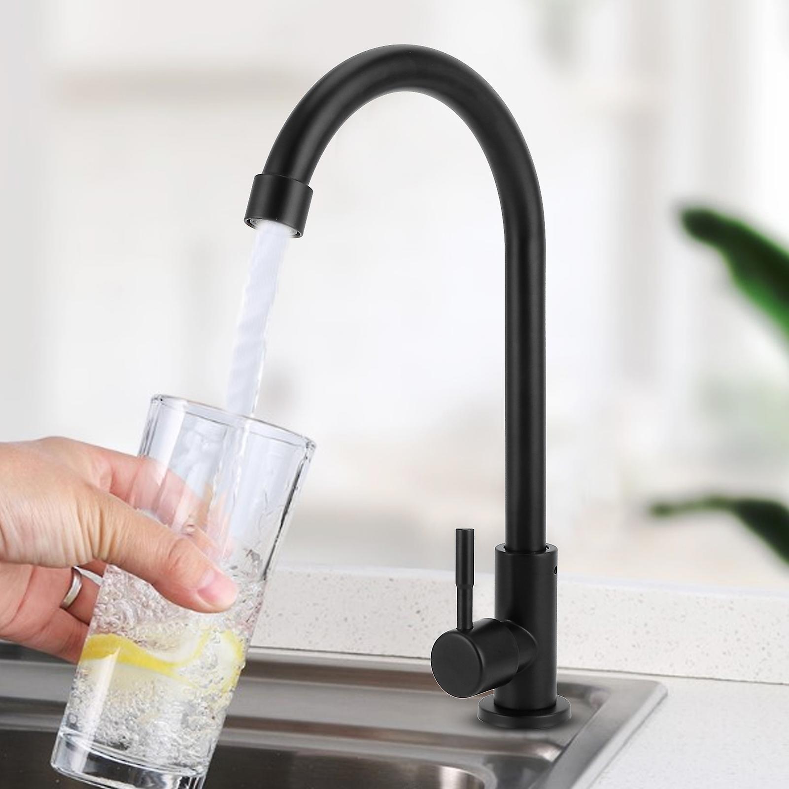 G1/2 Faucet 90 Degree Rotating Single Cold Matte Black Water Tap for ...