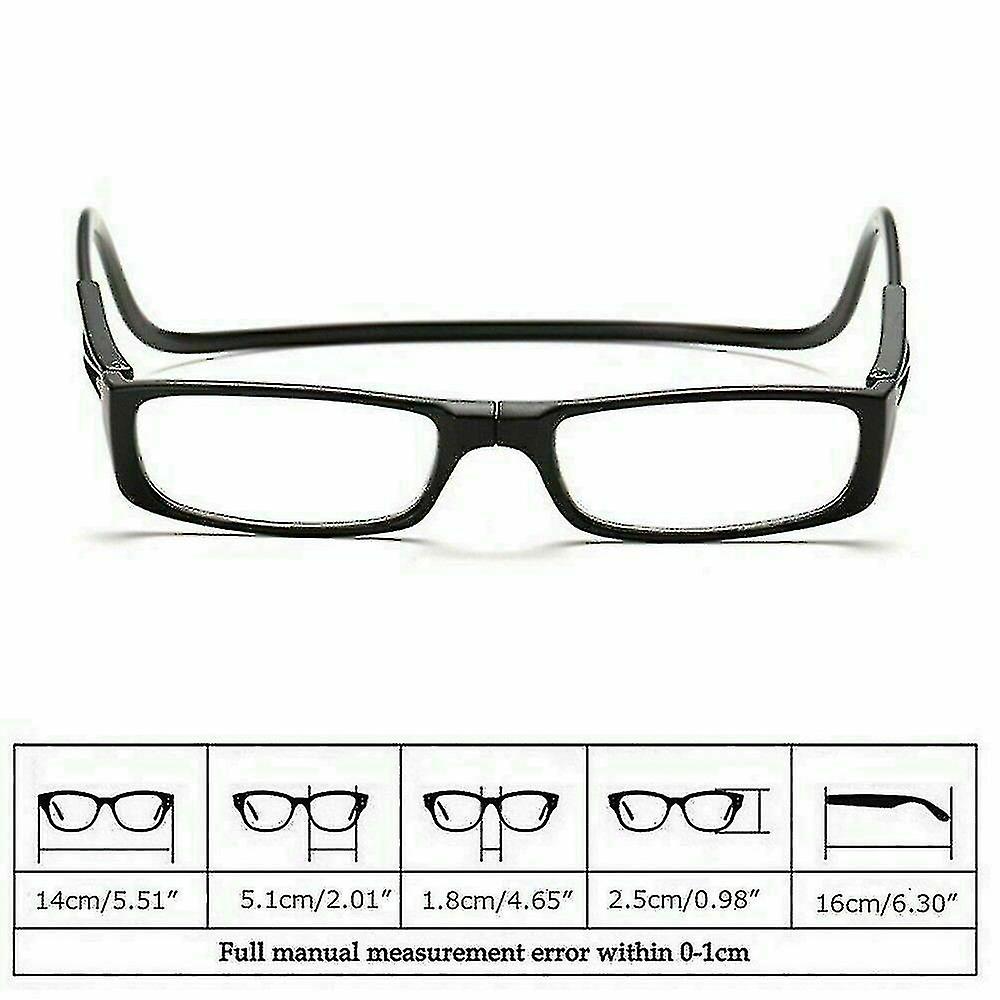 Folding Magnetic Reading Glasses Snap Click Front Neck Hanging ...