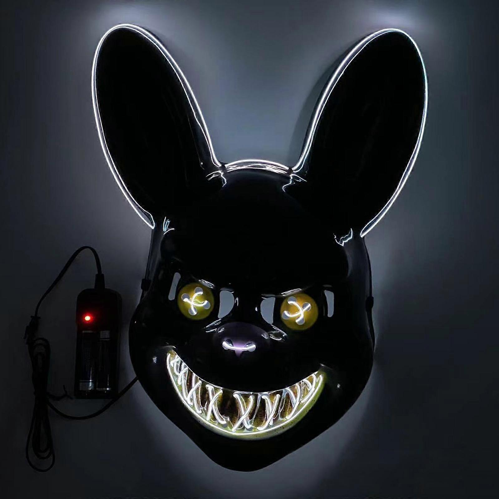 Horror Rabbit Mask Halloween Scary Bloody Bunny LED Glowing Cosplay ...