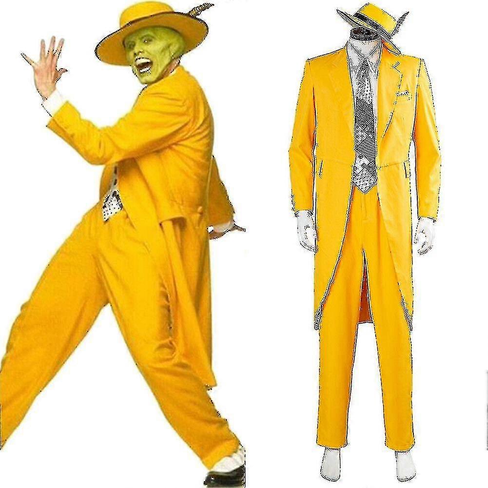 The Mask Jim Carrey Yellow Suit Cosplay Costume Men Uniform Outfits ...