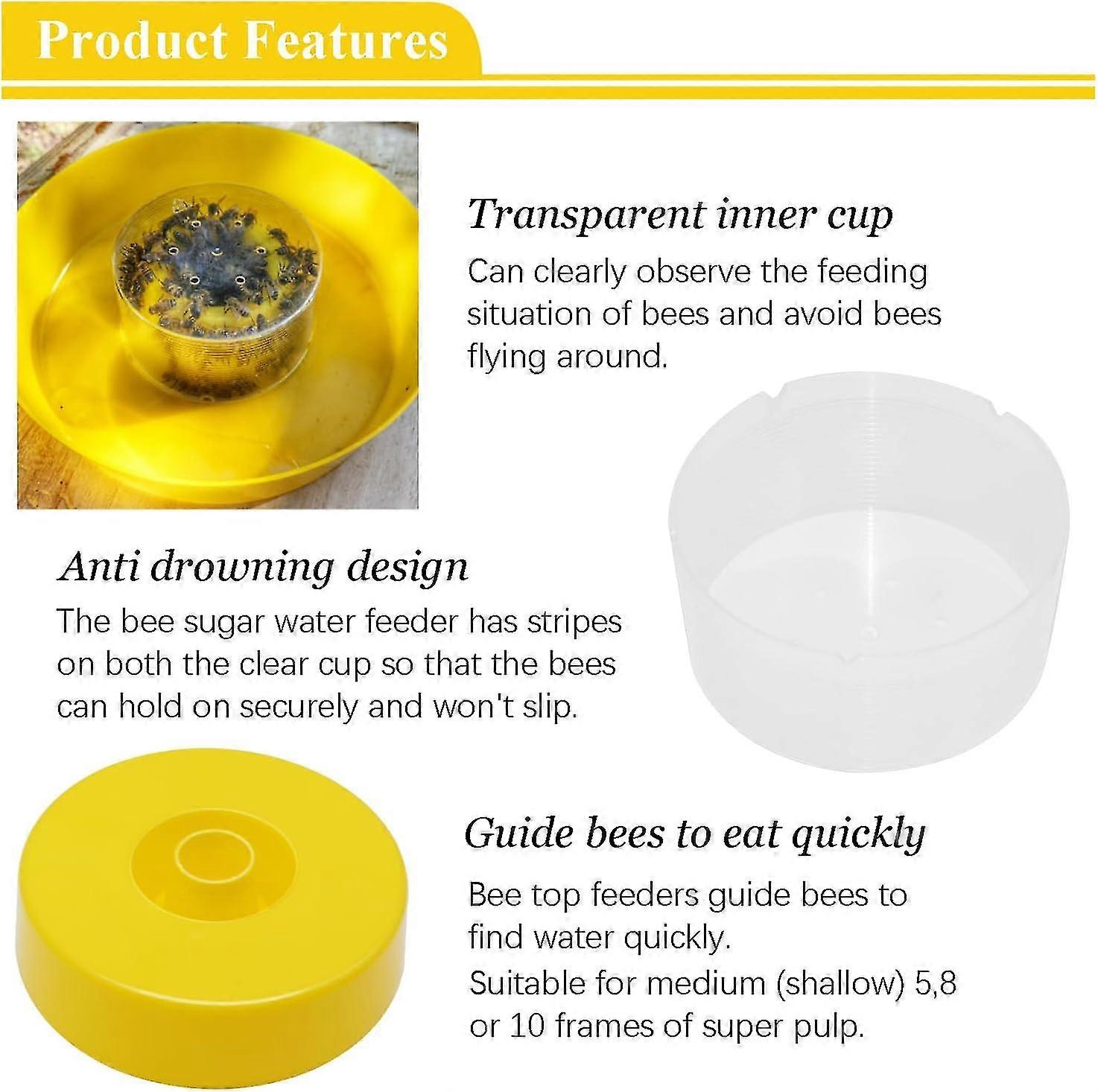 Bee Water Feeder, Bee Rapid Feeder Round Beehive Top Water Feeders ...