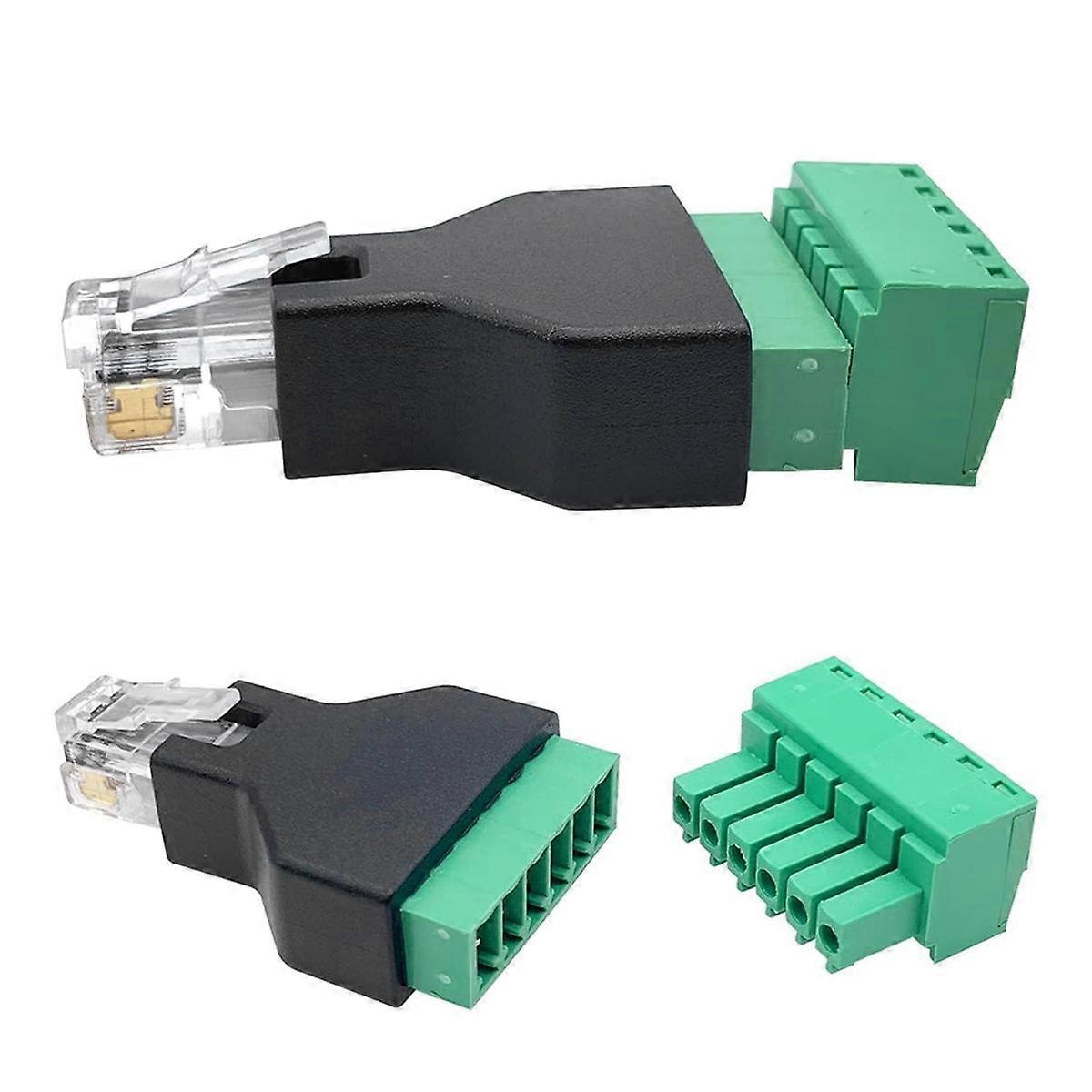 5 Pcs RJ12 Male to 6 Pins Screw Terminal Block Adapter for Cat3 Handset Cable Extension, RJ12 ...