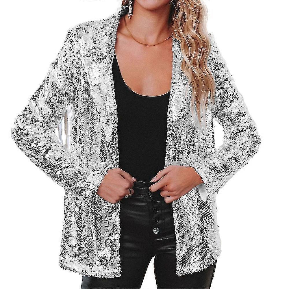Sequin Glitter Jacket Women's Blazer Fitted Long Sleeve Bomber Jacket ...