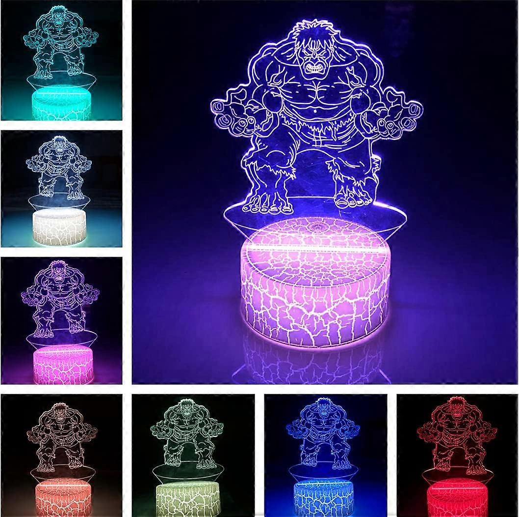 Superhero 3D Night Lights for Kids Gift, Hulk-Ironman 3D LED Deco Lamp ...