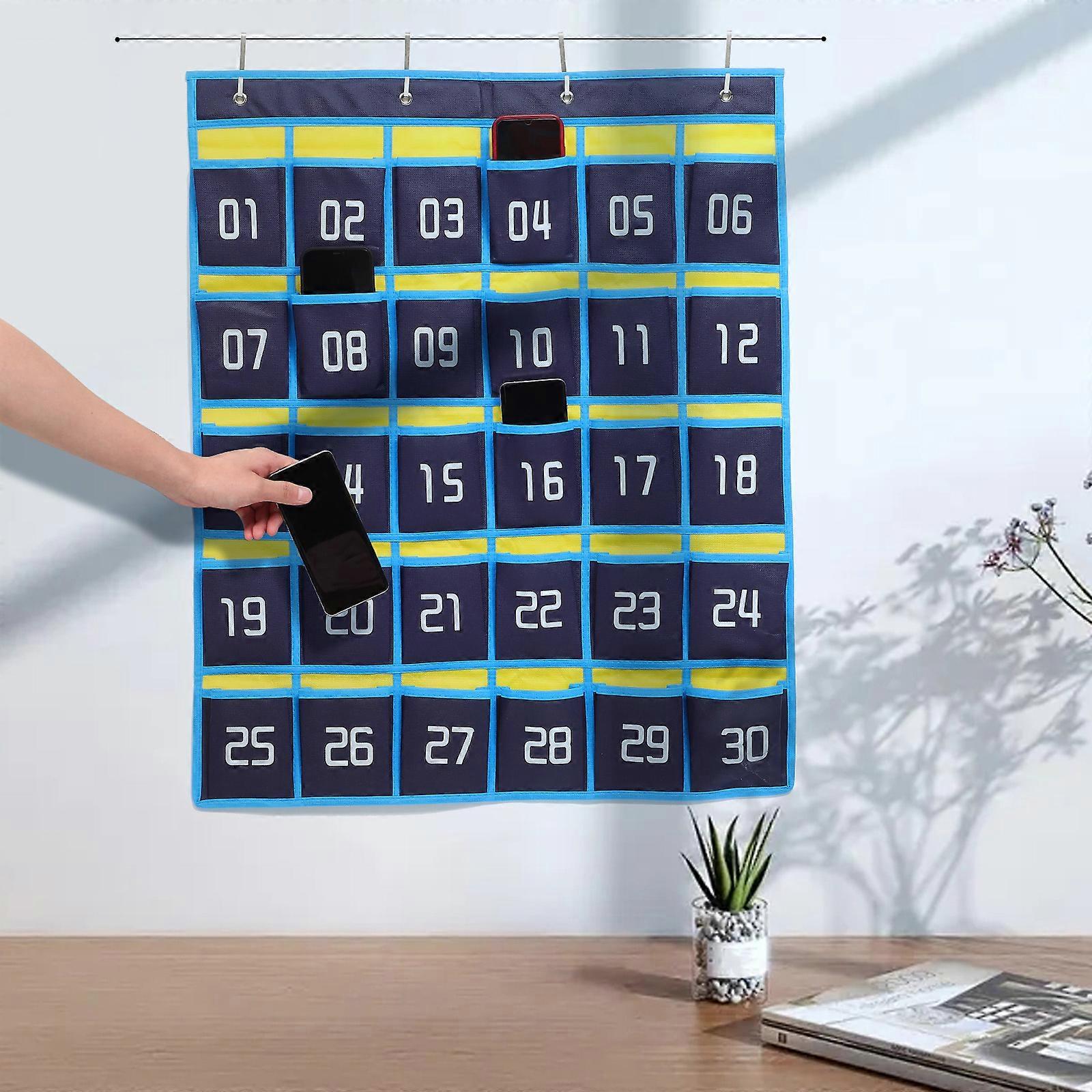 Numbered Classroom Organizer Phone Pocket Chart Pouch 30 Pockets Phones ...