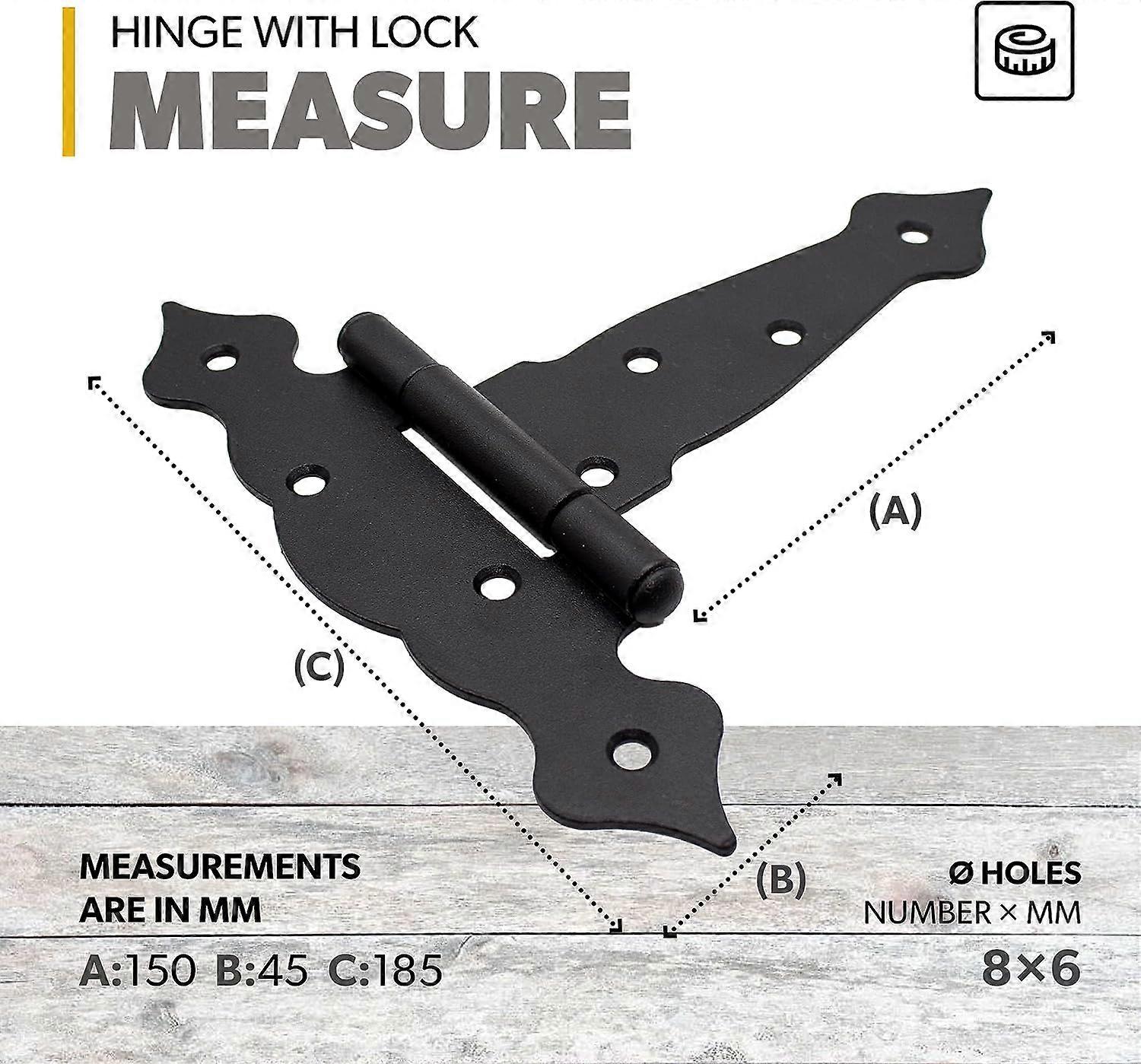 T-shaped Gate Hinge - 150 x 45 x 185 x 2.5 mm - Wrought Iron - Wooden ...