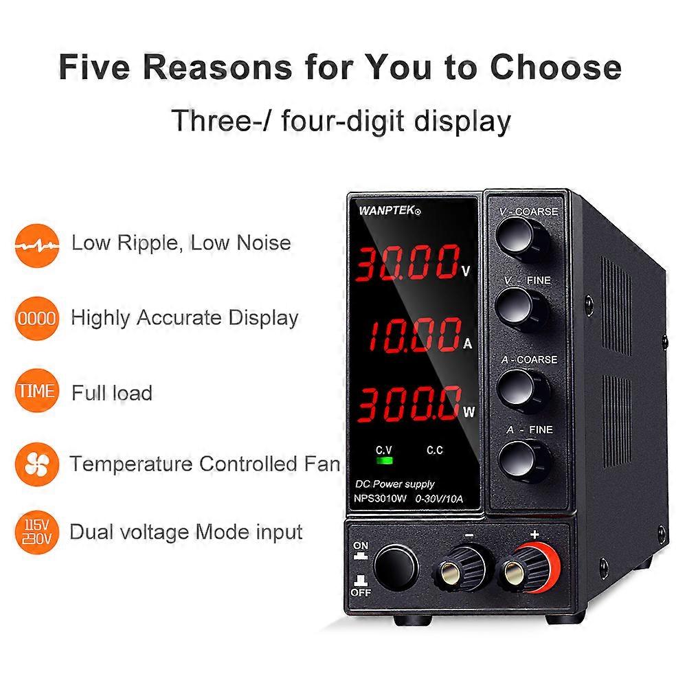 Wanptek Adjustable DC power supply 30V 10A LED Digital Lab Bench Power Source Stabilized Power ...