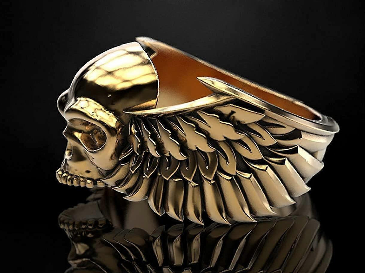 Skull Ring,Gothic Skull Wings Ring for Men, Punk Grim Reaper Skeleton ...