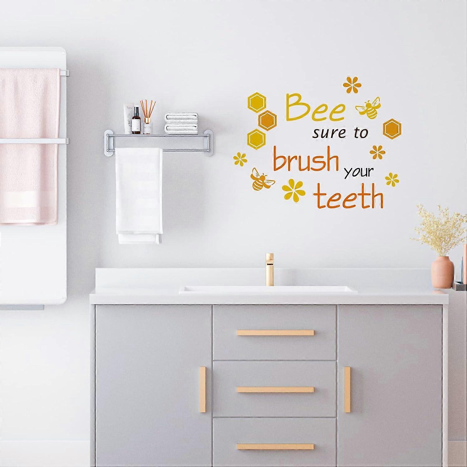 Colorful Brush Teeth Saying Wall Stickers Bee Sure to Brush Your Teeth ...