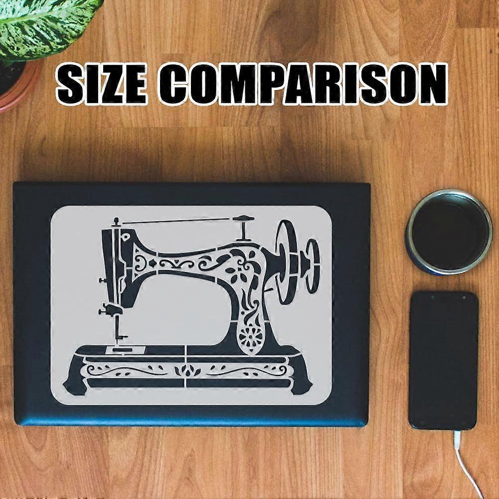 Vintage Sewing Machine Drawing Stencil 11.7x8.3inch Reusable Tailoring ...