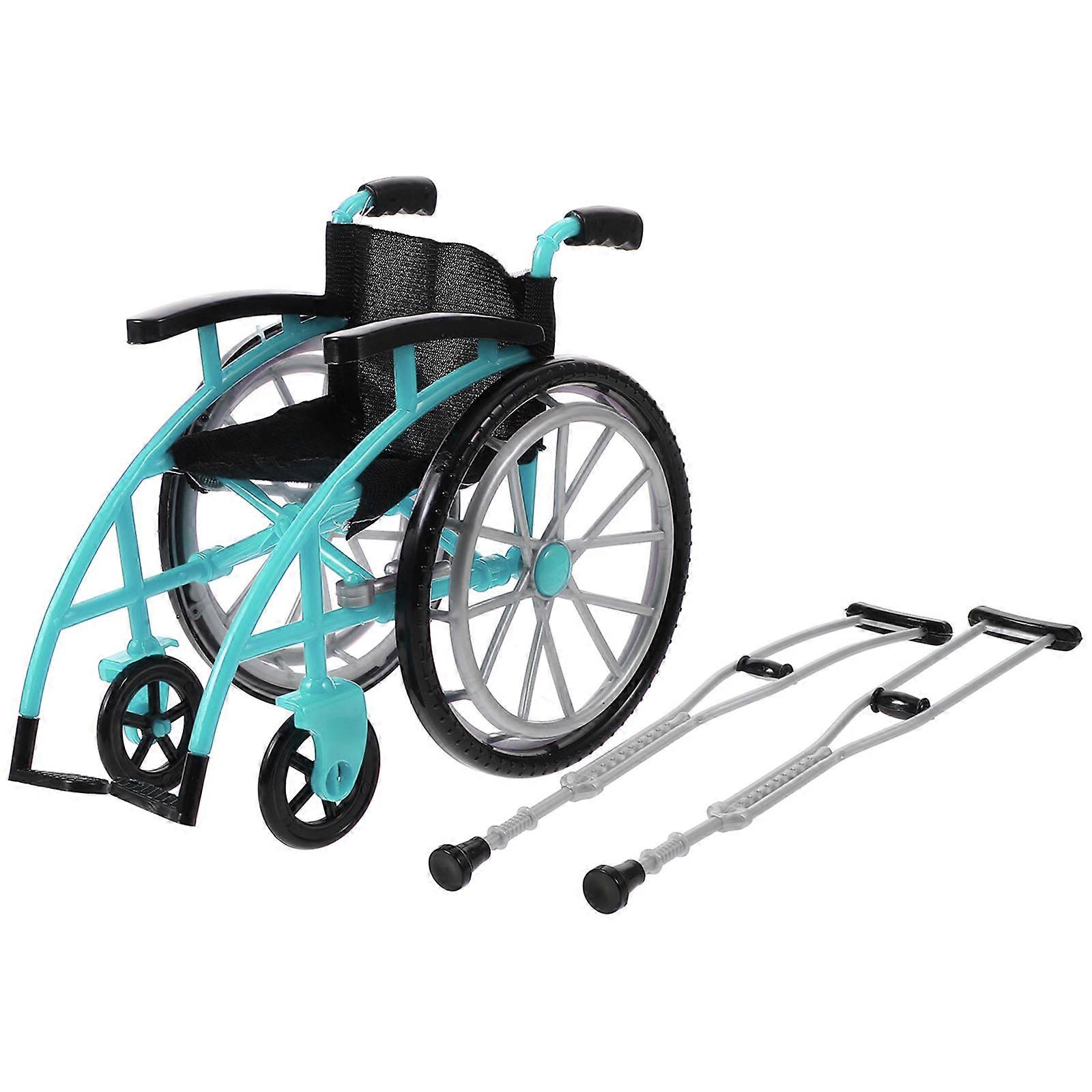 1 set of Doll Wheelchair and Crutches Playset Miniature Wheelchair ...