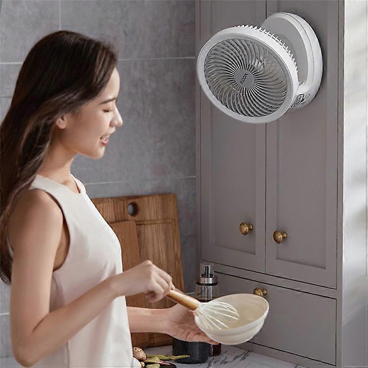 EDON E808 Portable Desktop Wall Mount ABS Fan Cooler Foldable Rechargeable Summer Cooling Fan ...
