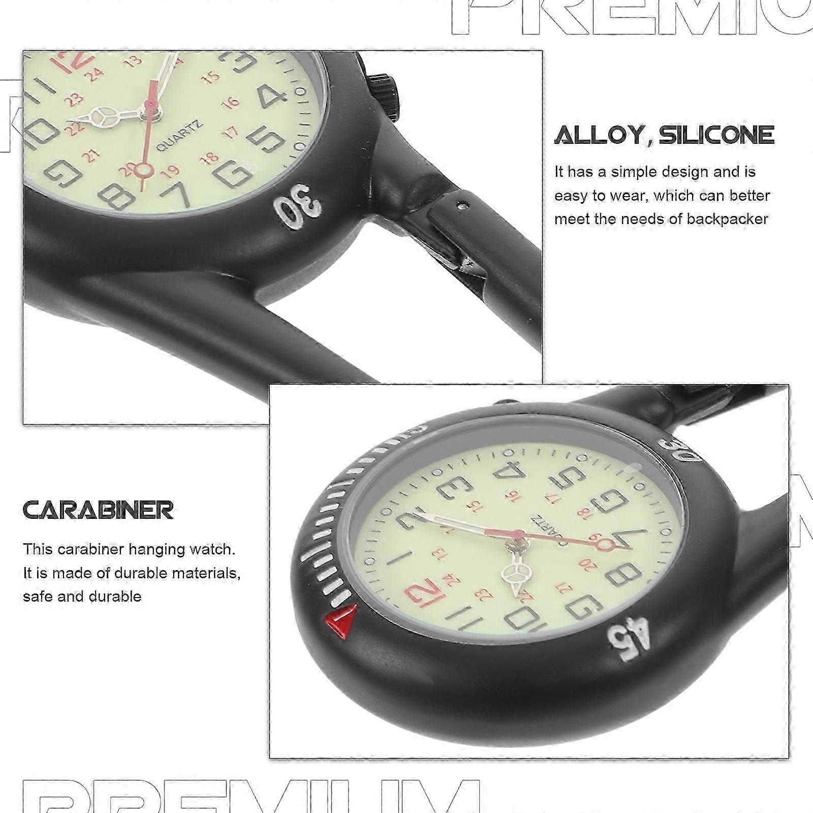 Clip-on Quartz Watch Night Light Alloy Unisex Backpack Buckle Belt Fob ...