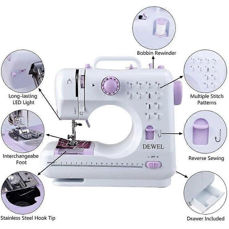 JASENX 12 Stitches Mini Electric Sewing Machine - Automatic Sewing with ...