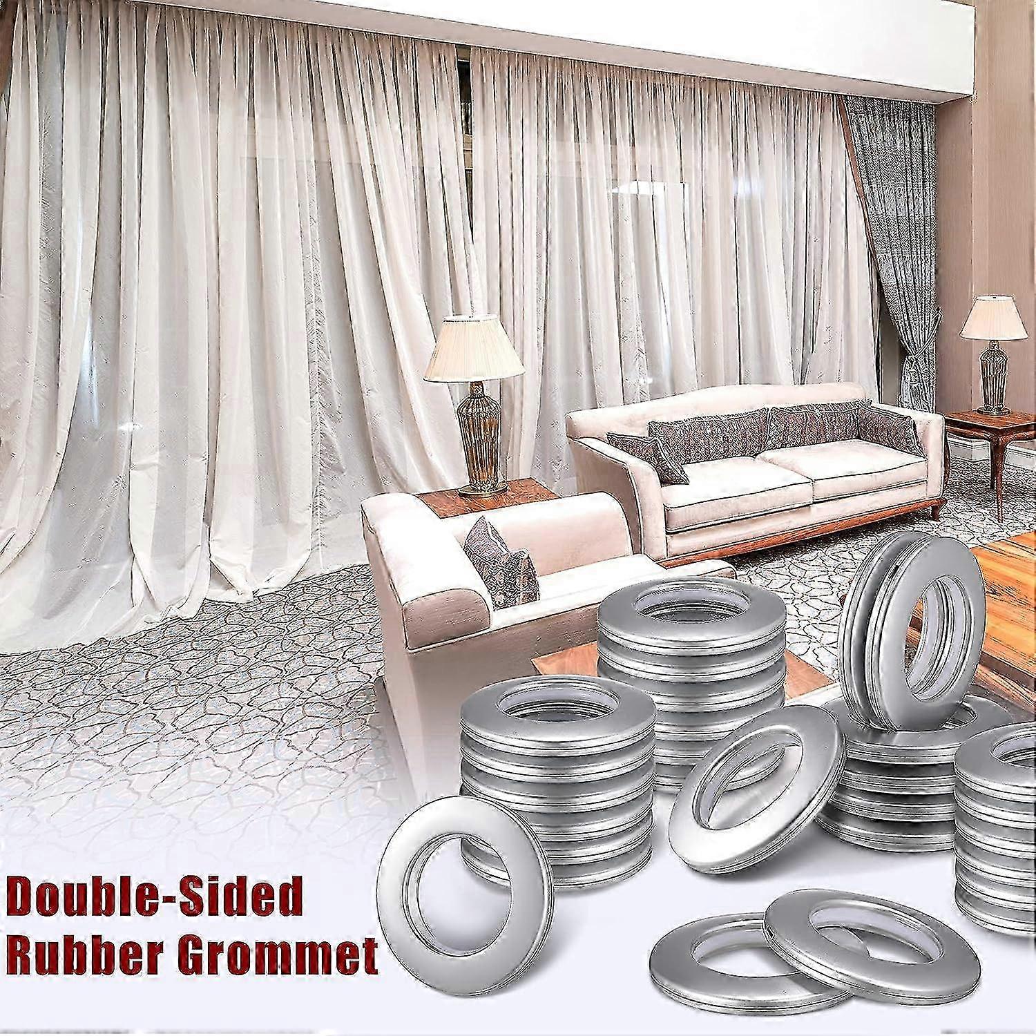 24Pcs Low Noise Curtain Grommets 1-9/16" Roman Rings, Matt Silver ...