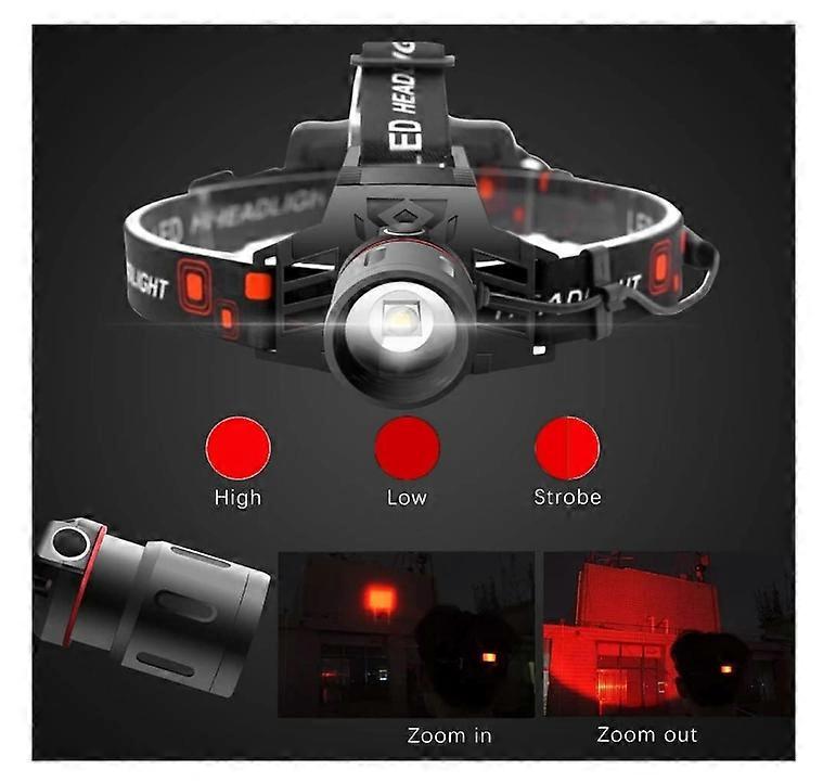 Head Torch Rechargeable, LED Headlamp with Red Light Hunting Headlight ...