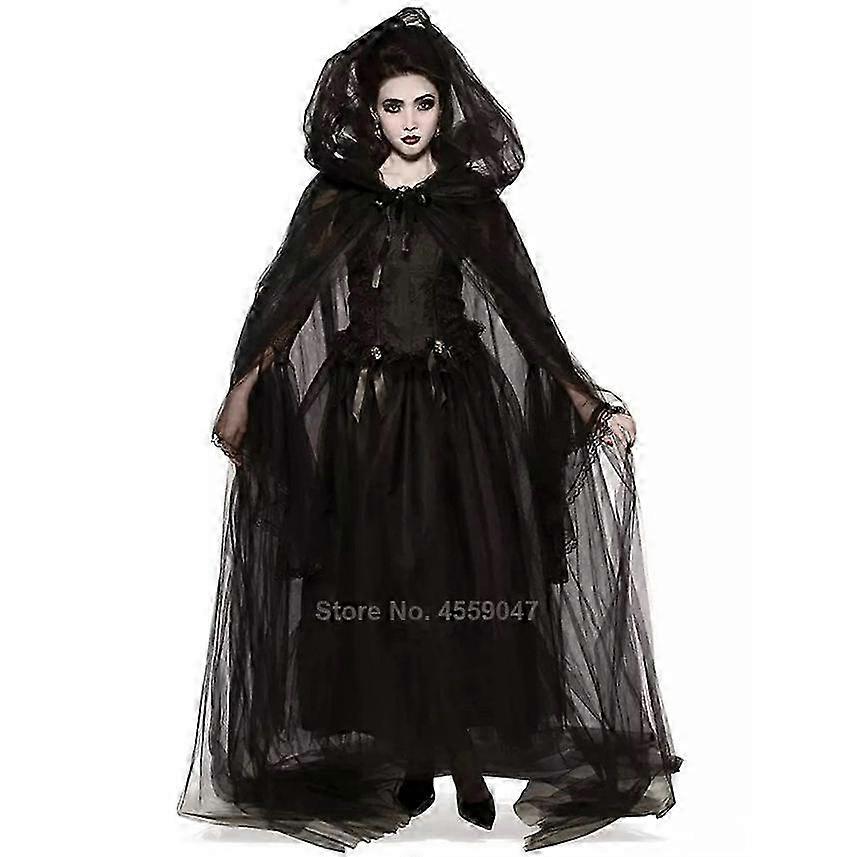Scary Halloween Costumes for Women Ghost Bride Costume Black Dress ...