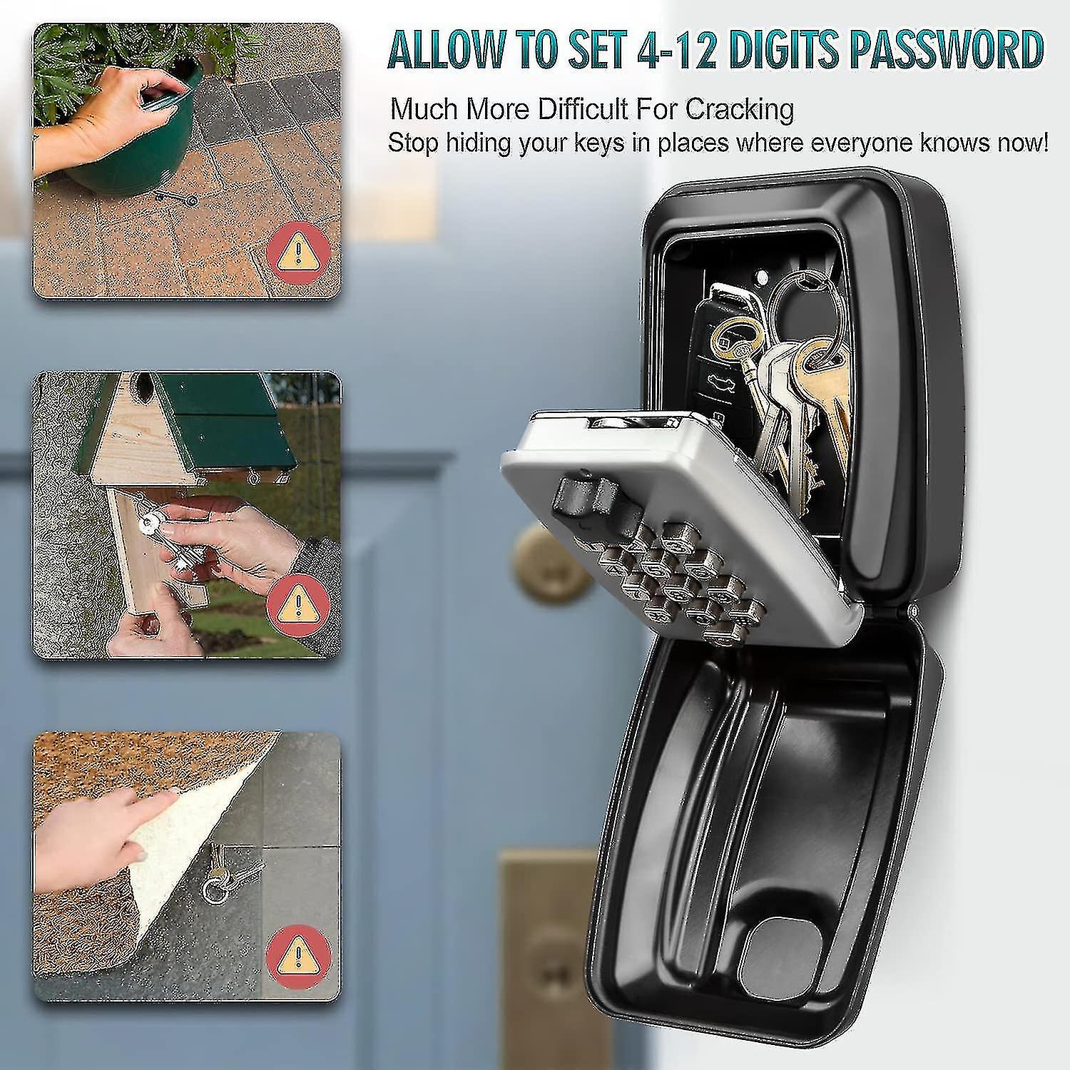 Large Outdoor Key Box With Wall Safe | Fruugo UK