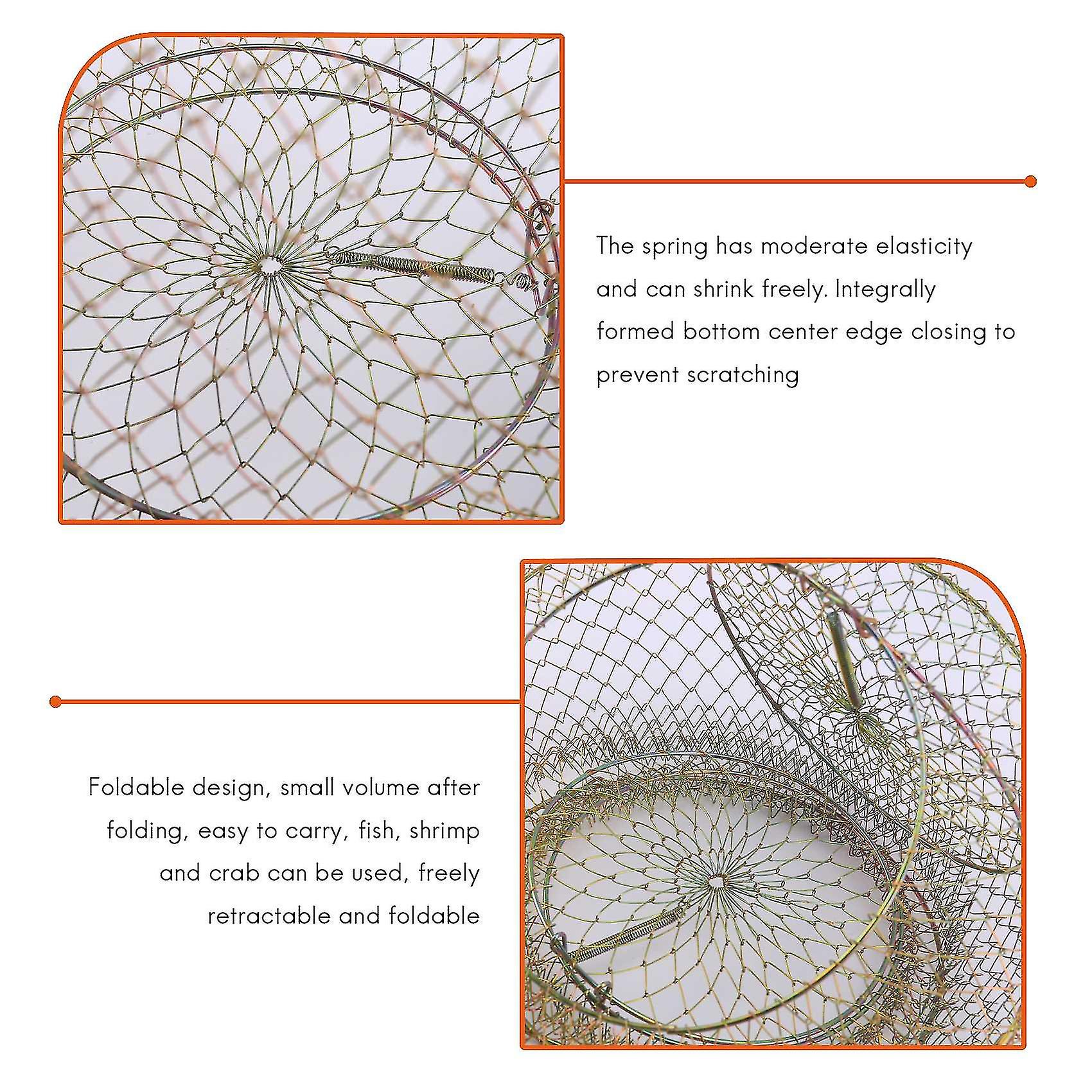 Foldable Portable Steel Wire Fishing Pot Trap Net Crab Crawdad Cage ...