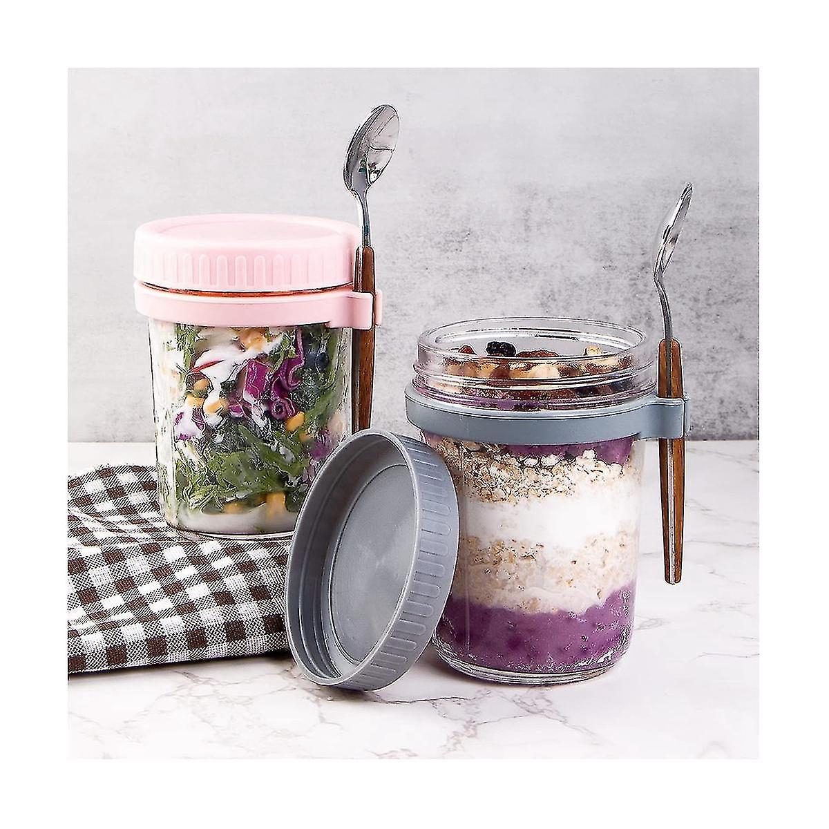 Over Oats Container With Lids And Spoon, 4 Pack Jars For Over Oats ...