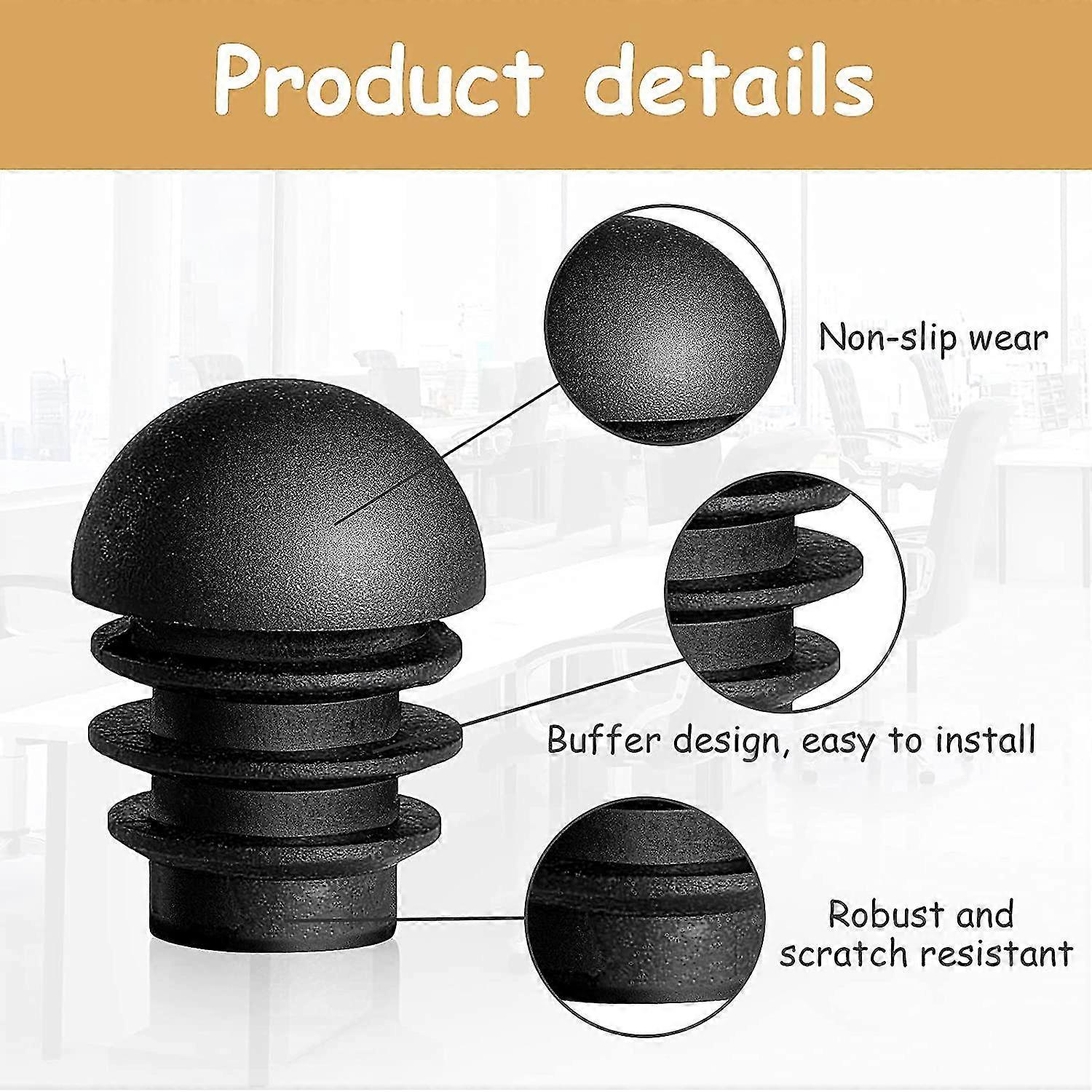 Round Chair Leg End Plugs, 24 Pieces, 16mm Outside Diameter Plastic ...