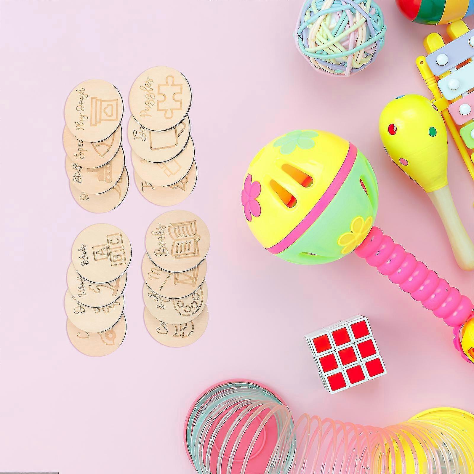 16 Pcs Labels Clothes Wood Tag Basket Label Wooden Toy Organization Labels Blank Wood Round Tags ...