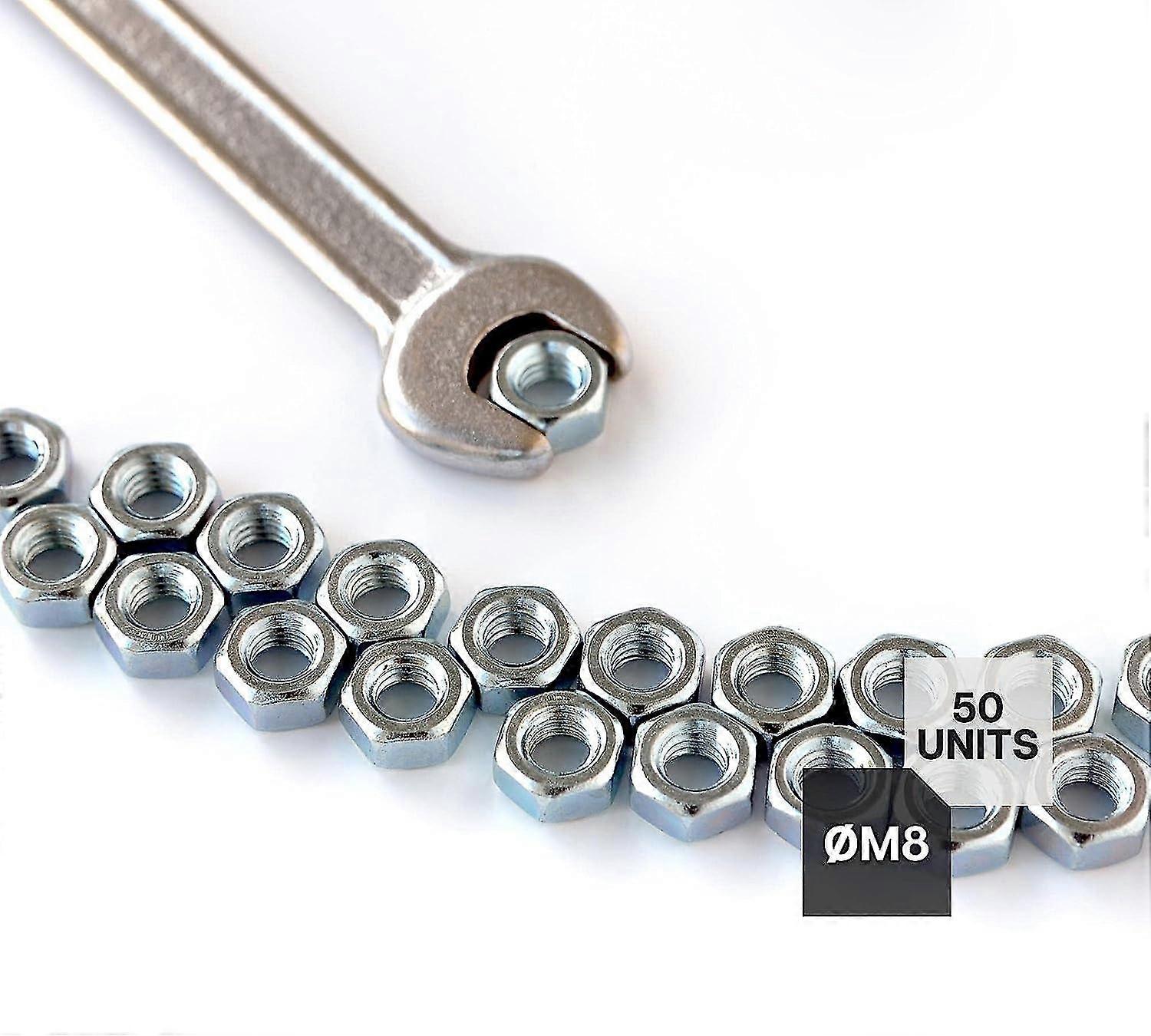 Nut | 50 Hex Nut M8 | 6.5mm X 13mm | Galvanized Steel Din 934 | M8 Nut ...