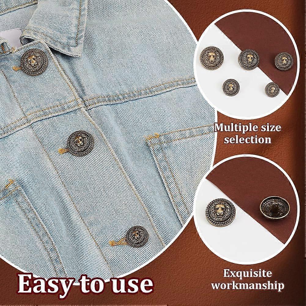 50Pcs Alloy Shank Buttons 5 Styles Metal Gold Buttons Vintage Antique ...