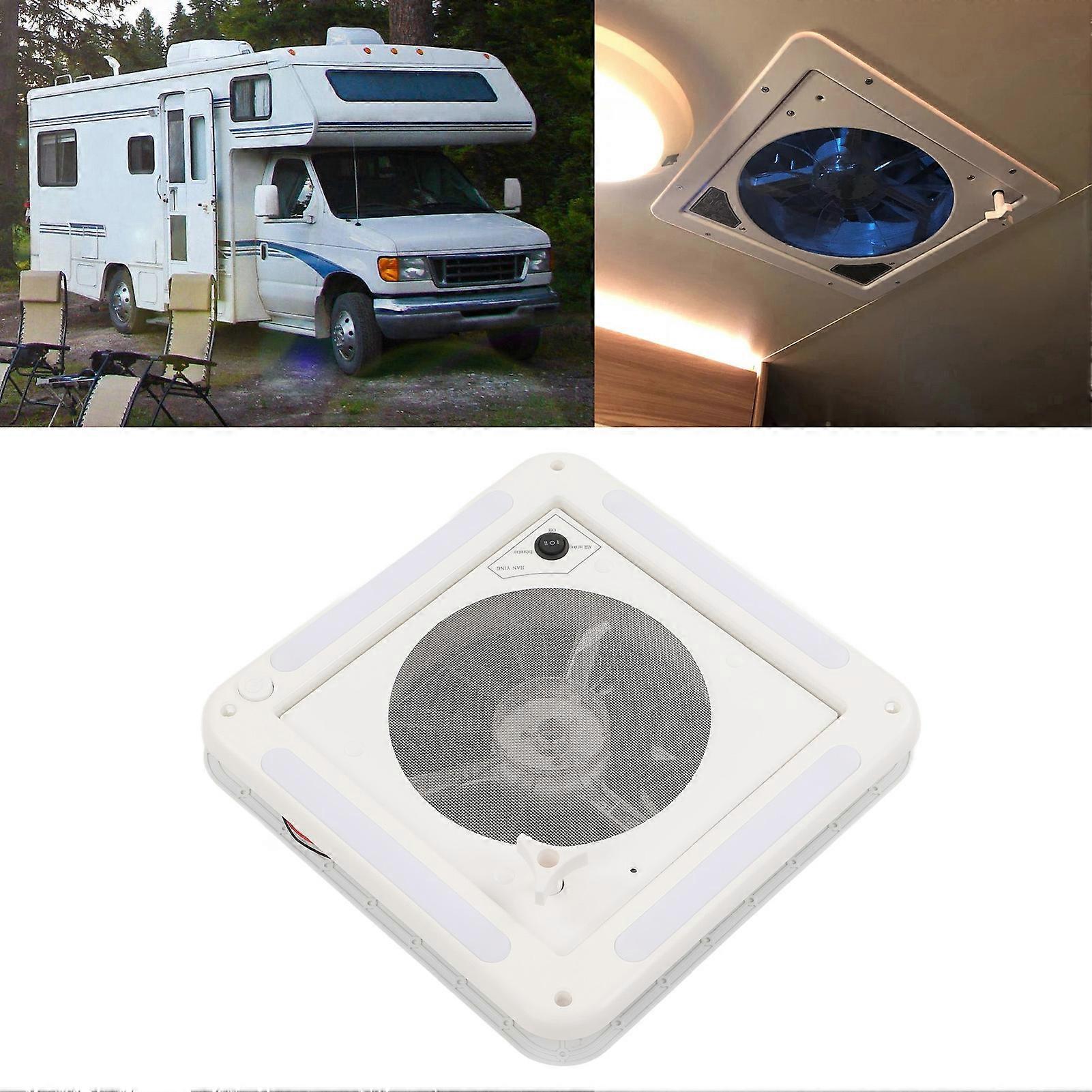 Rv Roof Vent Fan 12V 10 Blades Dual Mode Air Inlet Outlet 4 Led Light ...