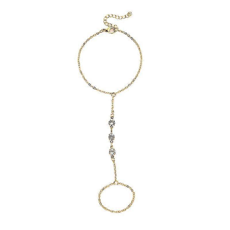 Glinting Crystal Hand Harness Bracelet Linked Finger Bracelet Finger ...
