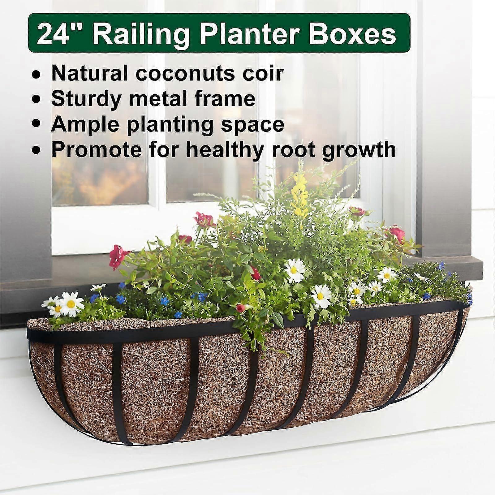 Horse Trough Planter Window Box - 2 Pack 24" Horse Trough Planter With ...