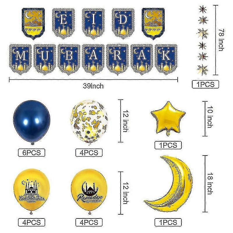 Eid Mubarak Banner Balloon Set Compatible With Eid Mubarak Ramadan ...